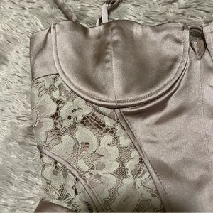 Zara | Dresses | Zara Champagne Colored Satin Effects Corset Style ...